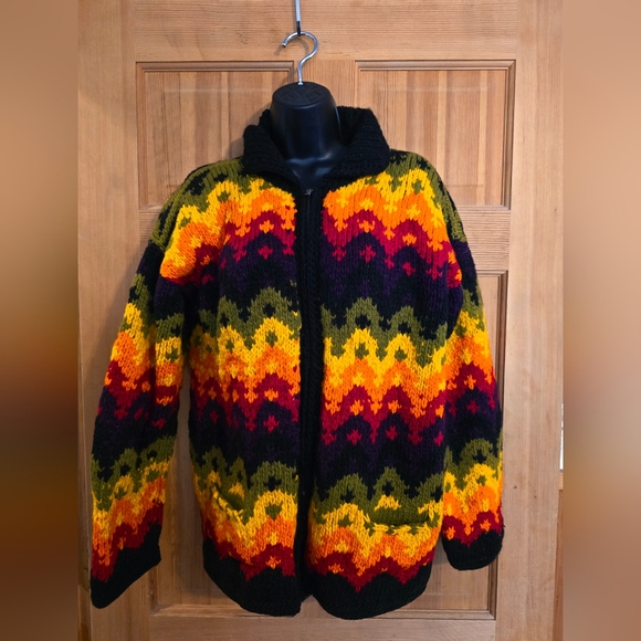 Native | Sweaters | Native Made Colorful Knit Zipup 0 Wool Warm Great ...